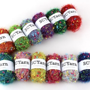 Scyarn 12 Skeins Scrubby Yarn Assorted Colors - 100% Polyester, Brush ...