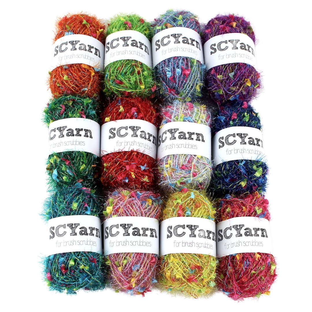 Scyarn 12 Skeins Scrubby Yarn Assorted Colors - 100% Polyester, Brush ...