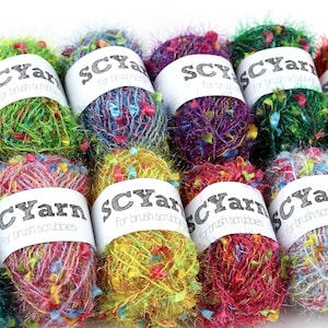 Scyarn 12 Skeins Scrubby Yarn Assorted Colors - 100% Polyester, Brush ...