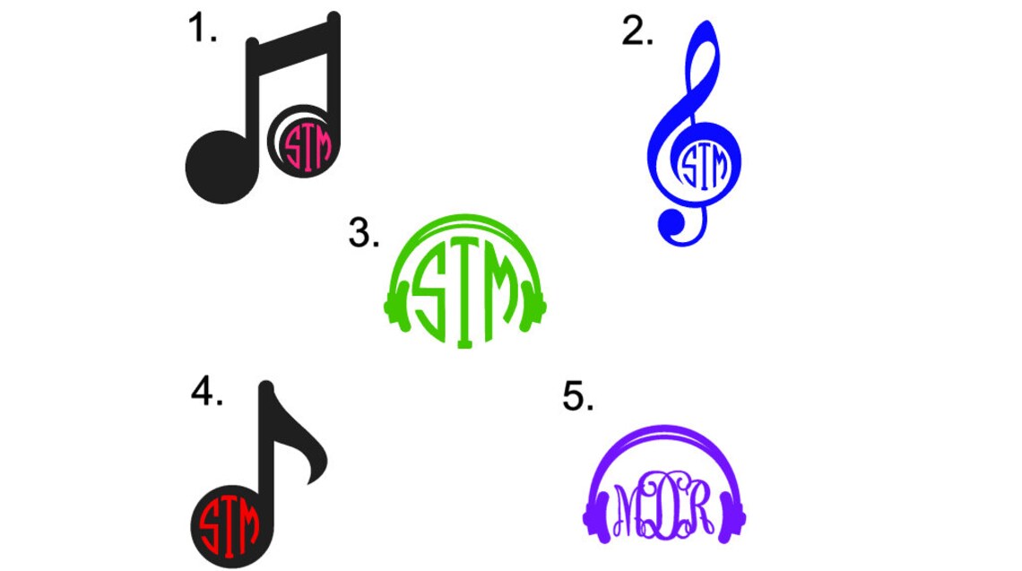 Music Monogram Decal Music Monogram Treble Clef Monogram | Etsy