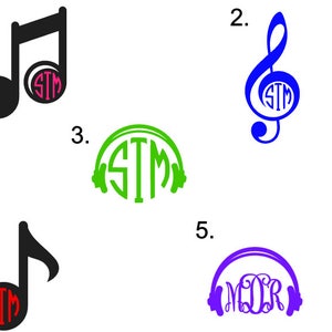 Music Monogram Decal, Music Monogram, Treble Clef Monogram, Music Note ...