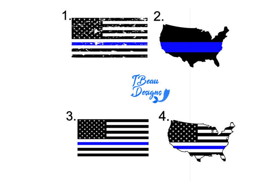 Thin Blue Line Flag Decal, Blue Line State Decal, Thin Blue Line State ...