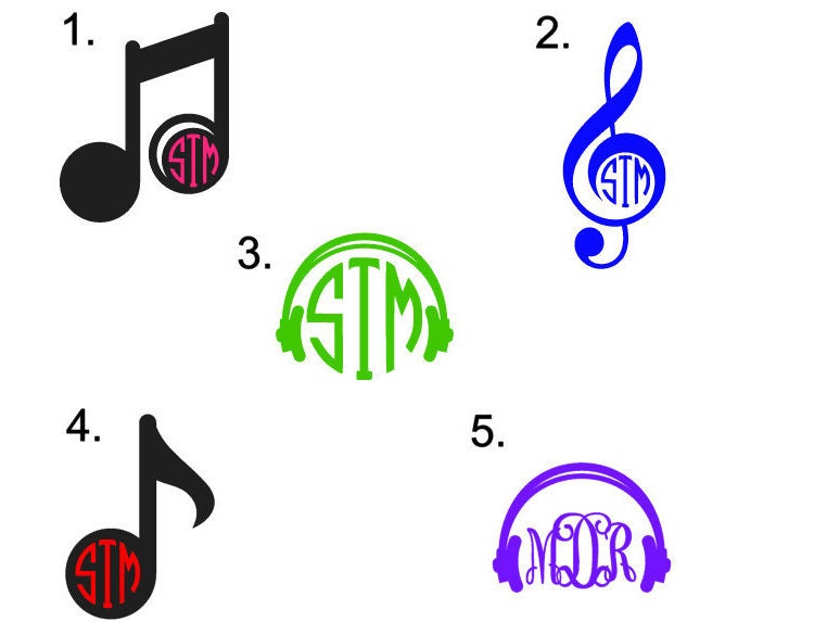 Music Monogram Decal Music Monogram Treble Clef Monogram | Etsy