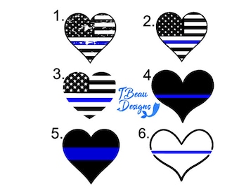 Thin Blue Line Heart | Etsy