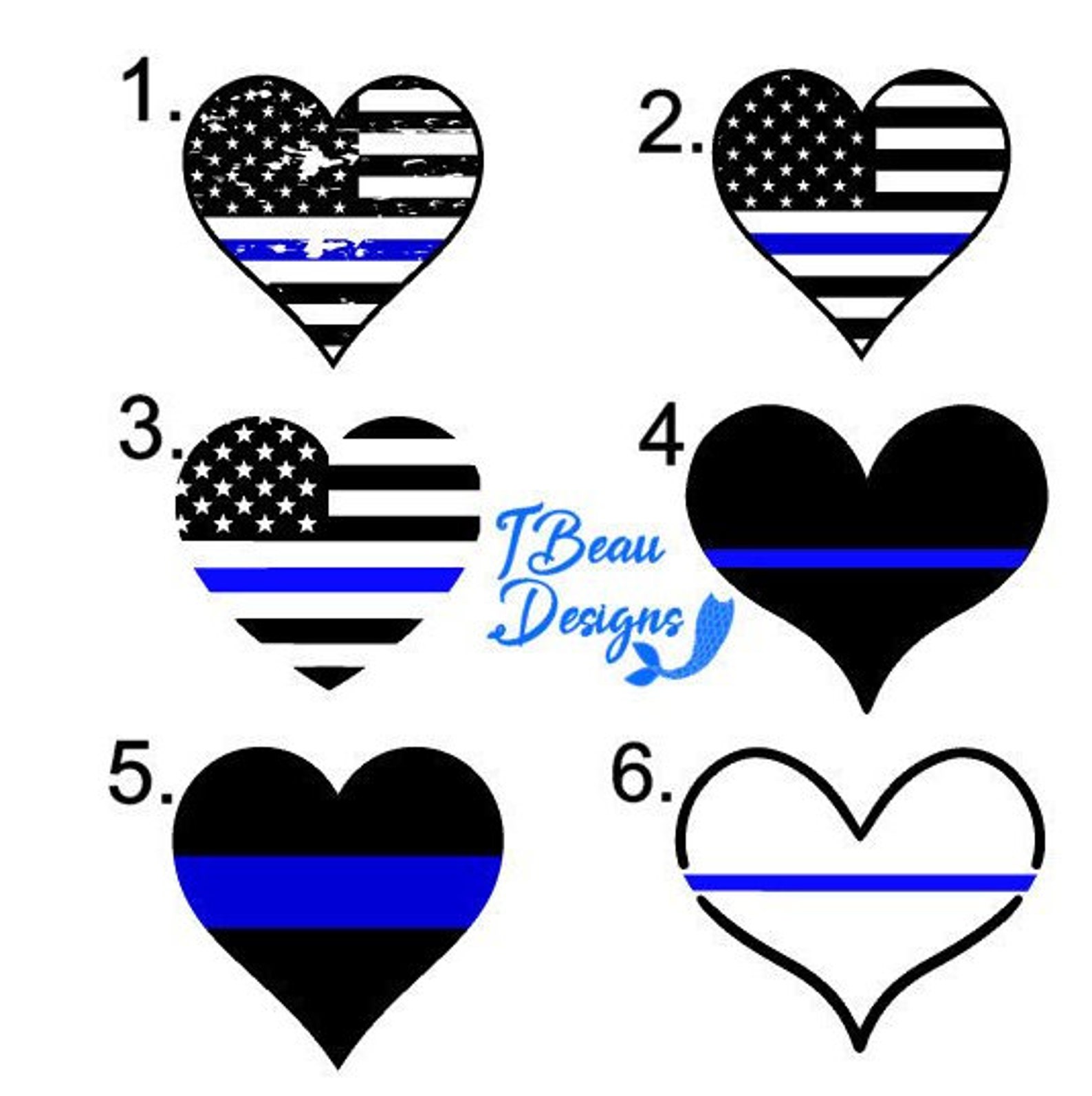 Thin Blue Line Decal Blue Line Decal Thin Blue Line Heart | Etsy