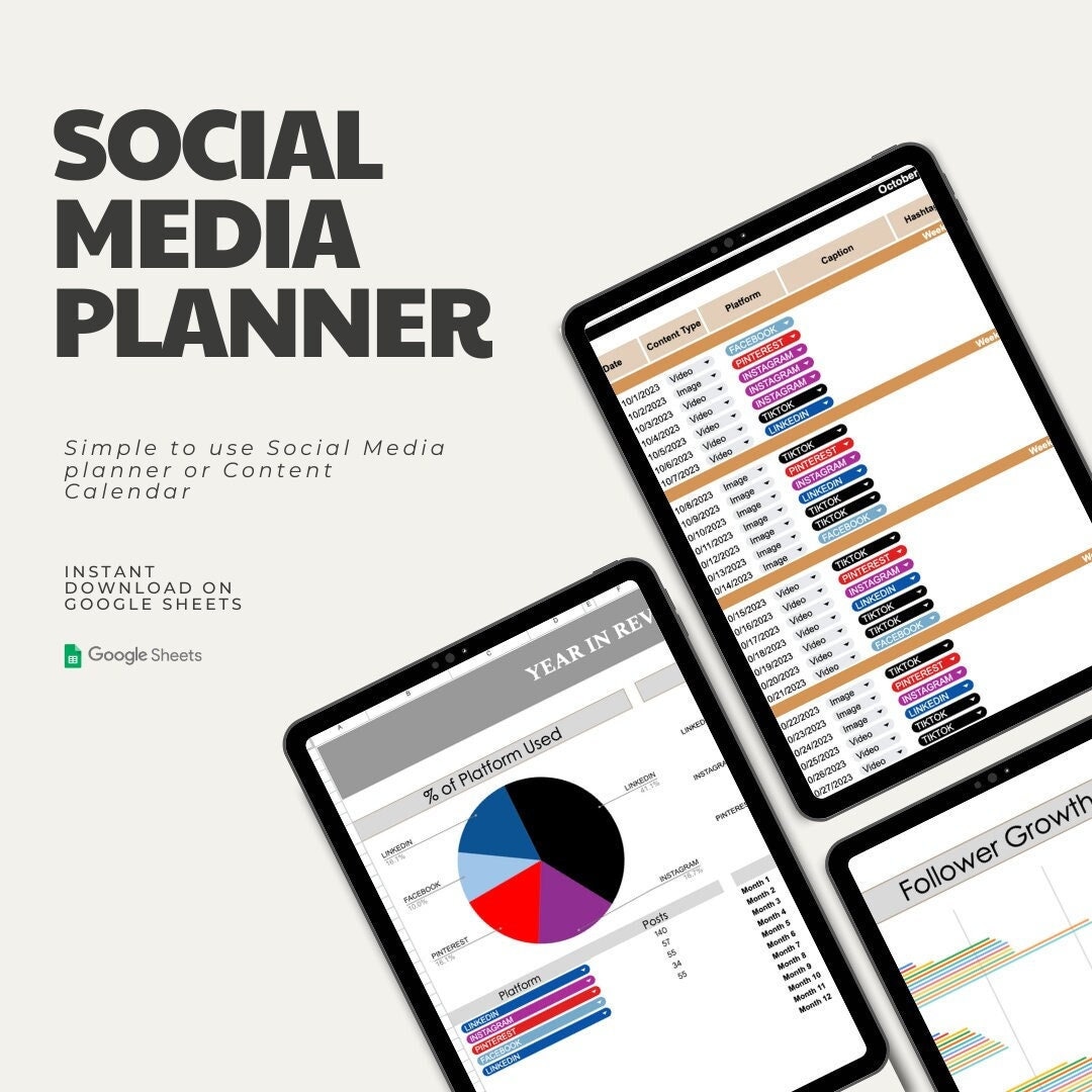 Social Media Content Calendar & Planner - Etsy