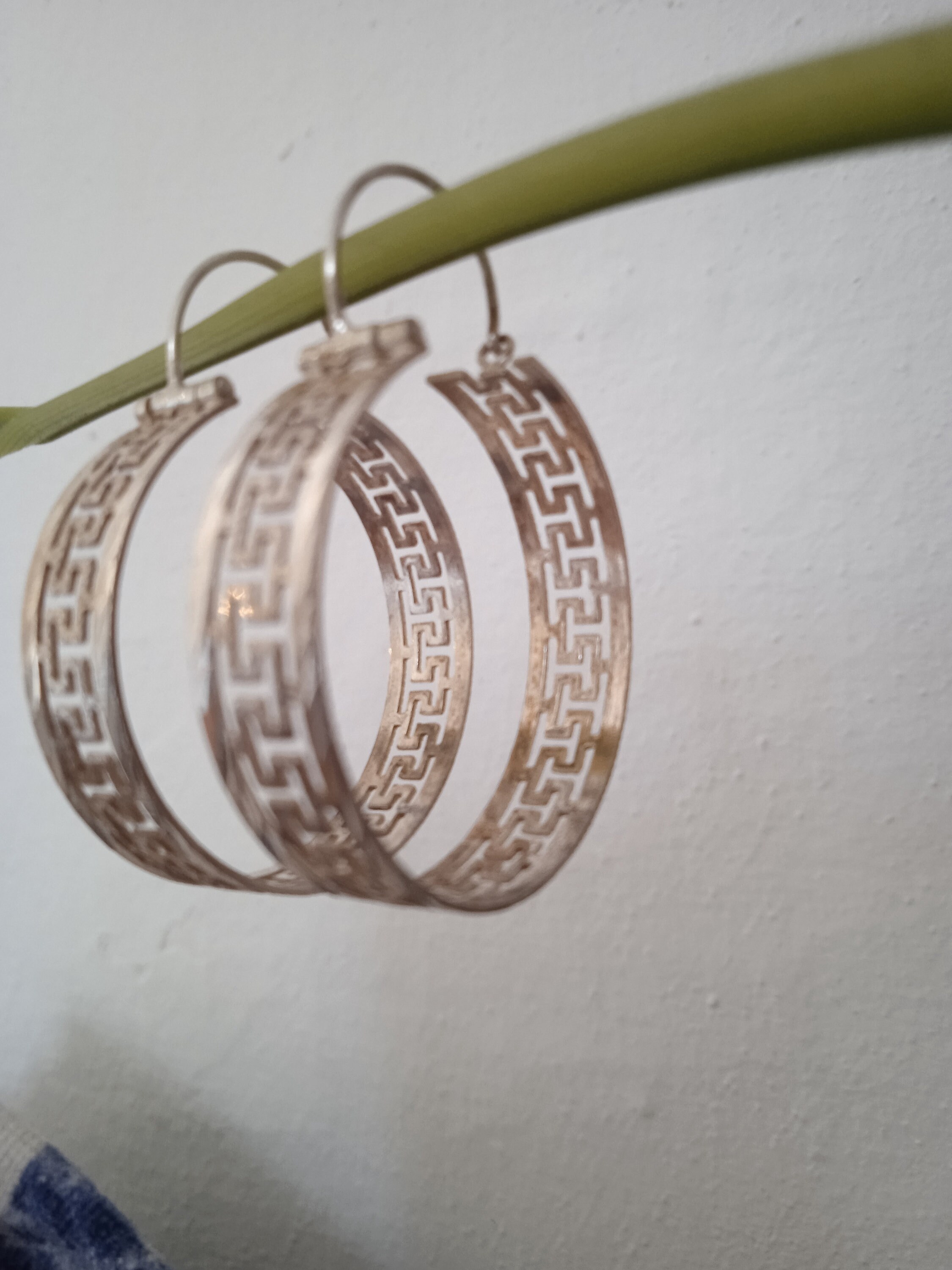 Vintage Earrings Hoop, Meander Greek Earrings Sterling Silver, Handmade Jewelry Real Silver ...