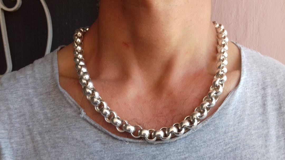 Sterling Silver Rolo Chain, Chunky Sterling Silver Chain Necklace, Rolo ...