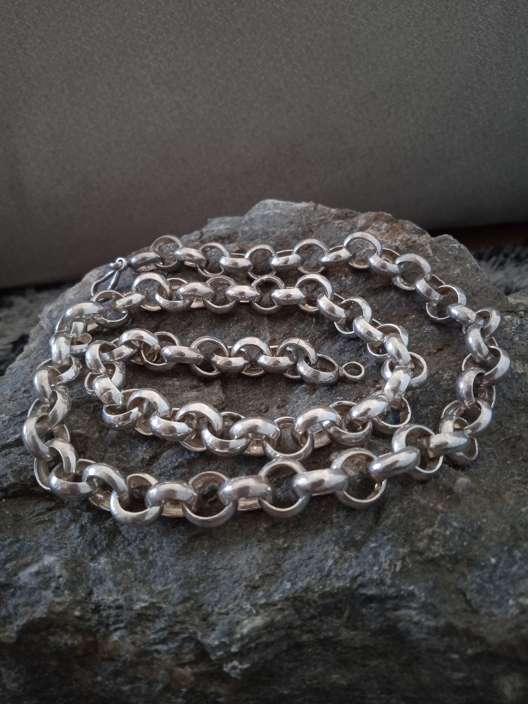 Massive Sterling Silver Rolo Chain, Chunky Sterling Silver Chain ...
