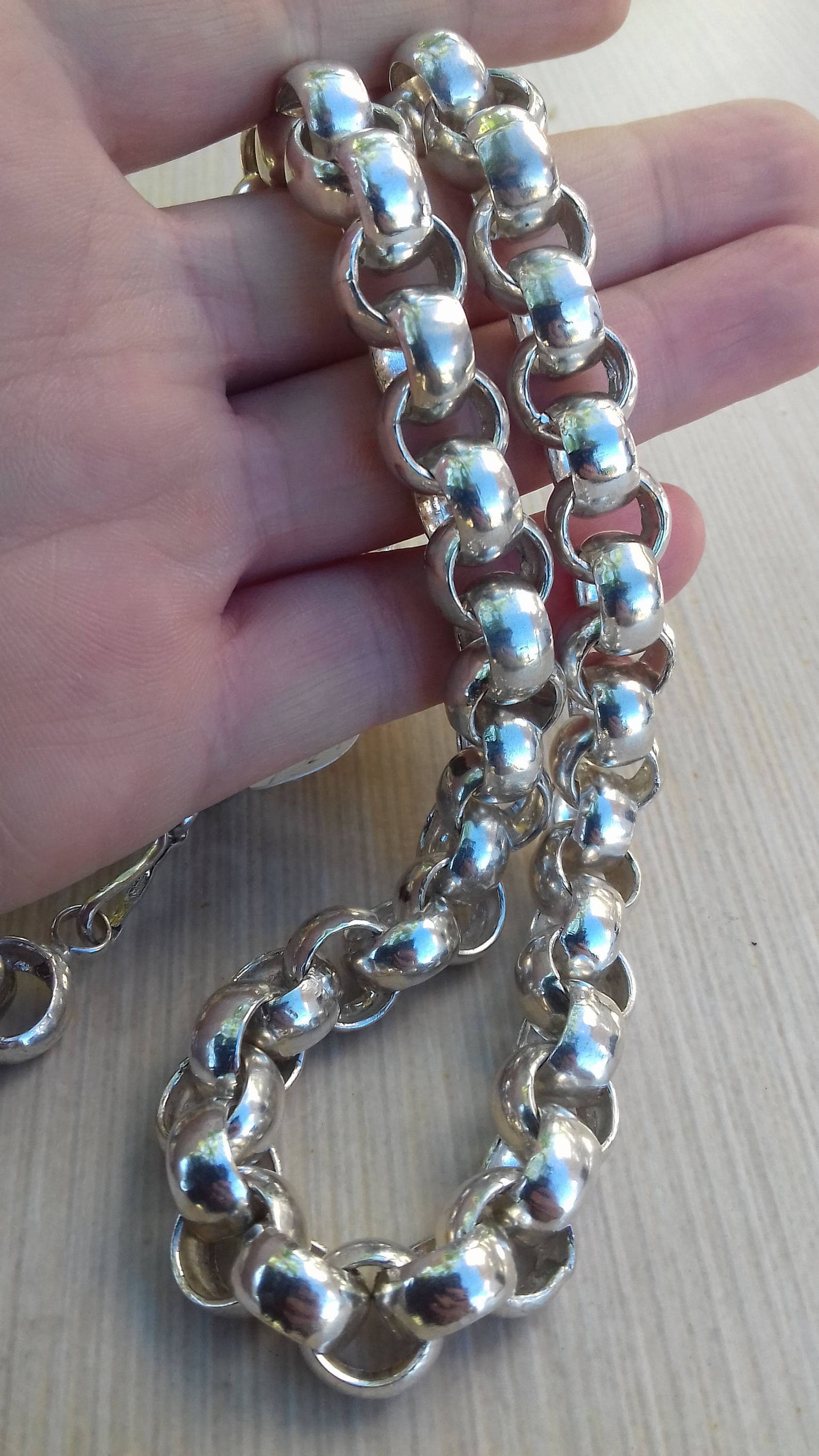 Sterling Silver Rolo Chain, Chunky Sterling Silver Chain Necklace, Rolo ...