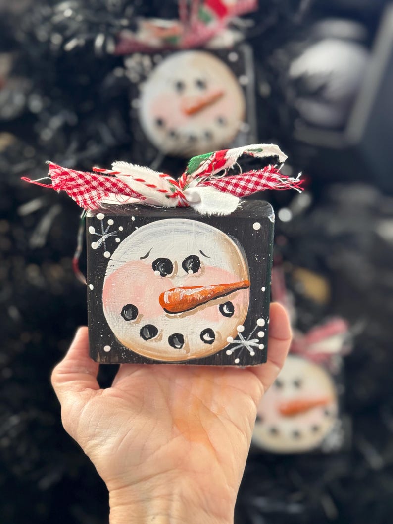 Snowman Block Ornament - Etsy