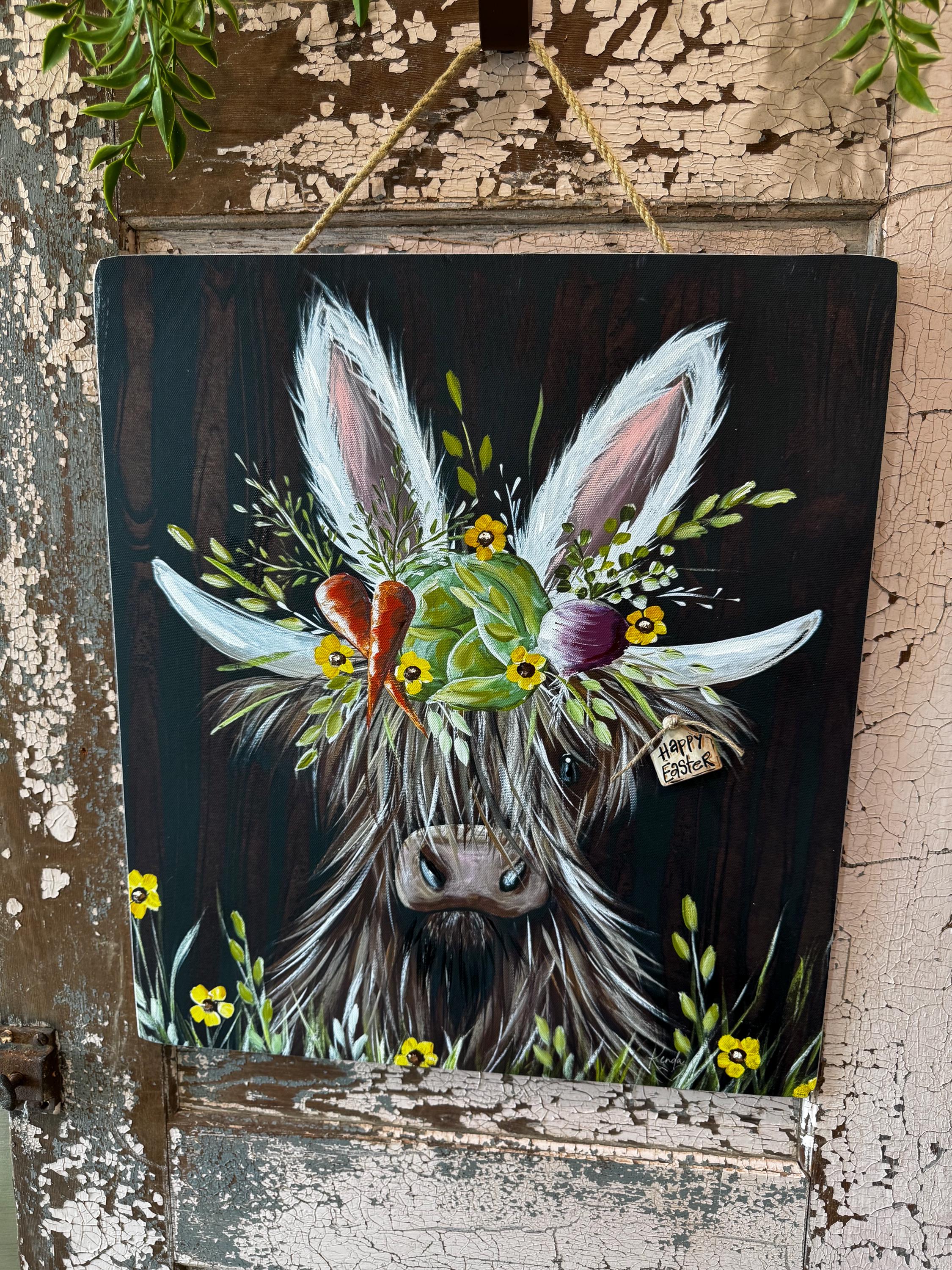 Easter Front Door Decor | Spring Sign | Spring Decor | Highland Cow ...