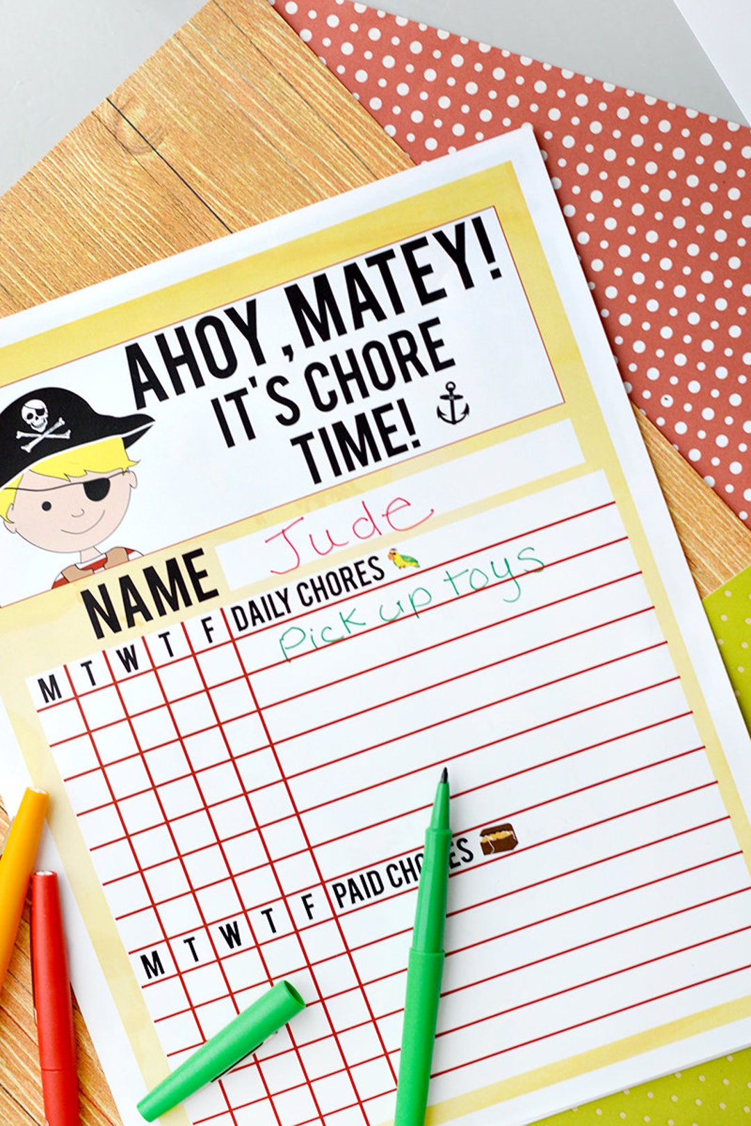 Pirate Matey Chore Chart - Etsy