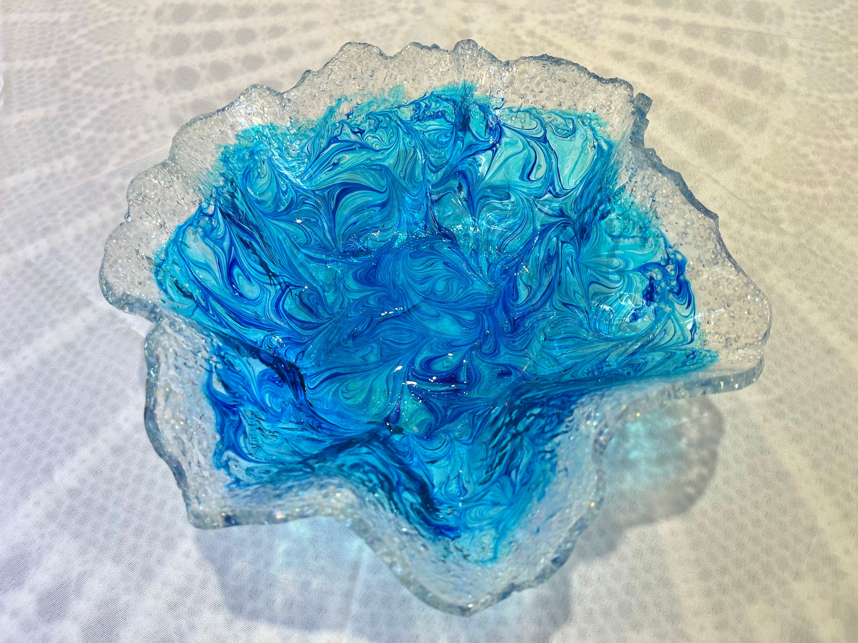Resin Bowl : Free Form Resin Bowl, Ocean Colored Bowl, Handmade Epoxy ...