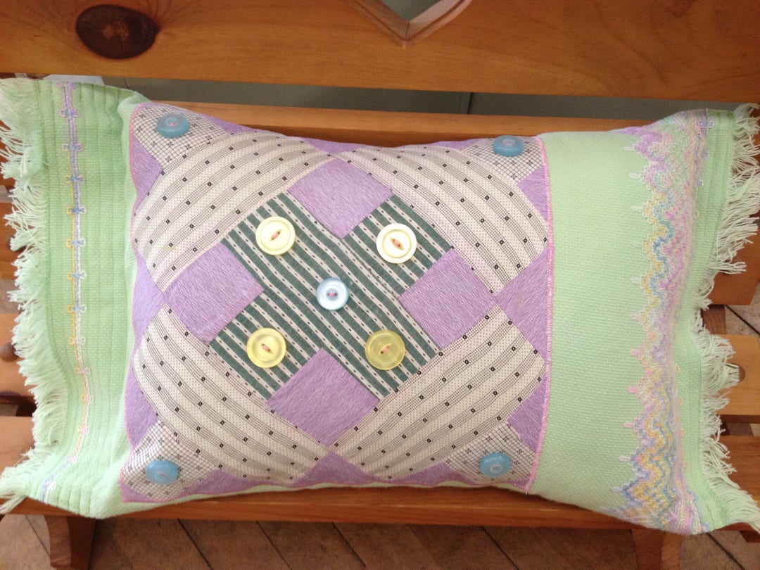 Antique QUILT SQUARE COVER, Repurposed Hucktowel,cottage Cushion Cover ...