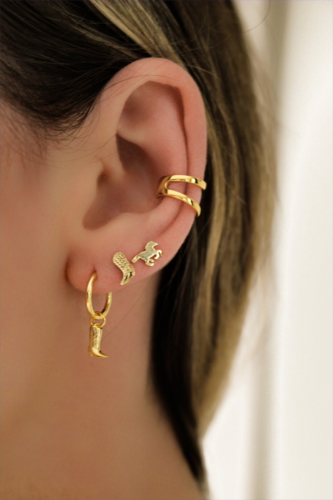WESTERN - 925 Sterling Silver Country Earrings 18k Set Studs · Cowboy ...