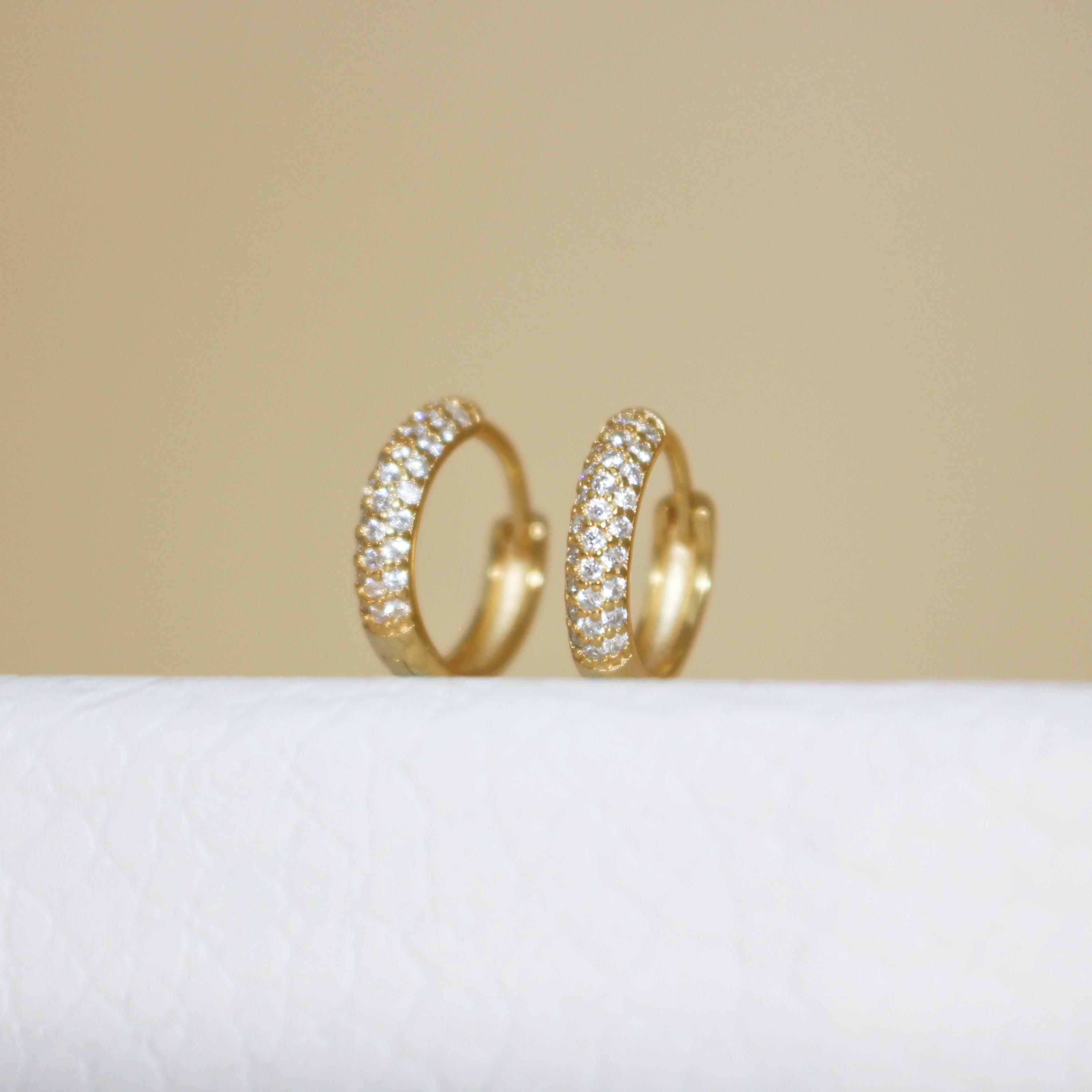 Pave Diamond Hoops ∙ 18k Gold 925 Sterling Silver ∙ AAA+ Micro Paved CZ ...