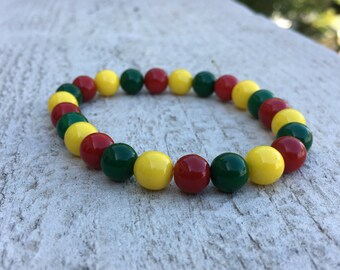 Rasta bead bracelet | Etsy