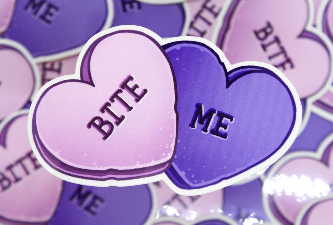 Bite Me, Candy Hearts Vinyl Sticker Cute Valentines Decal - Etsy