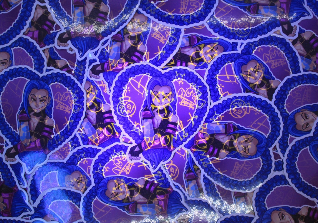 Jinx LOL Arcane Invisible Ink Sticker || Blacklight Decal, Cool LOL ...