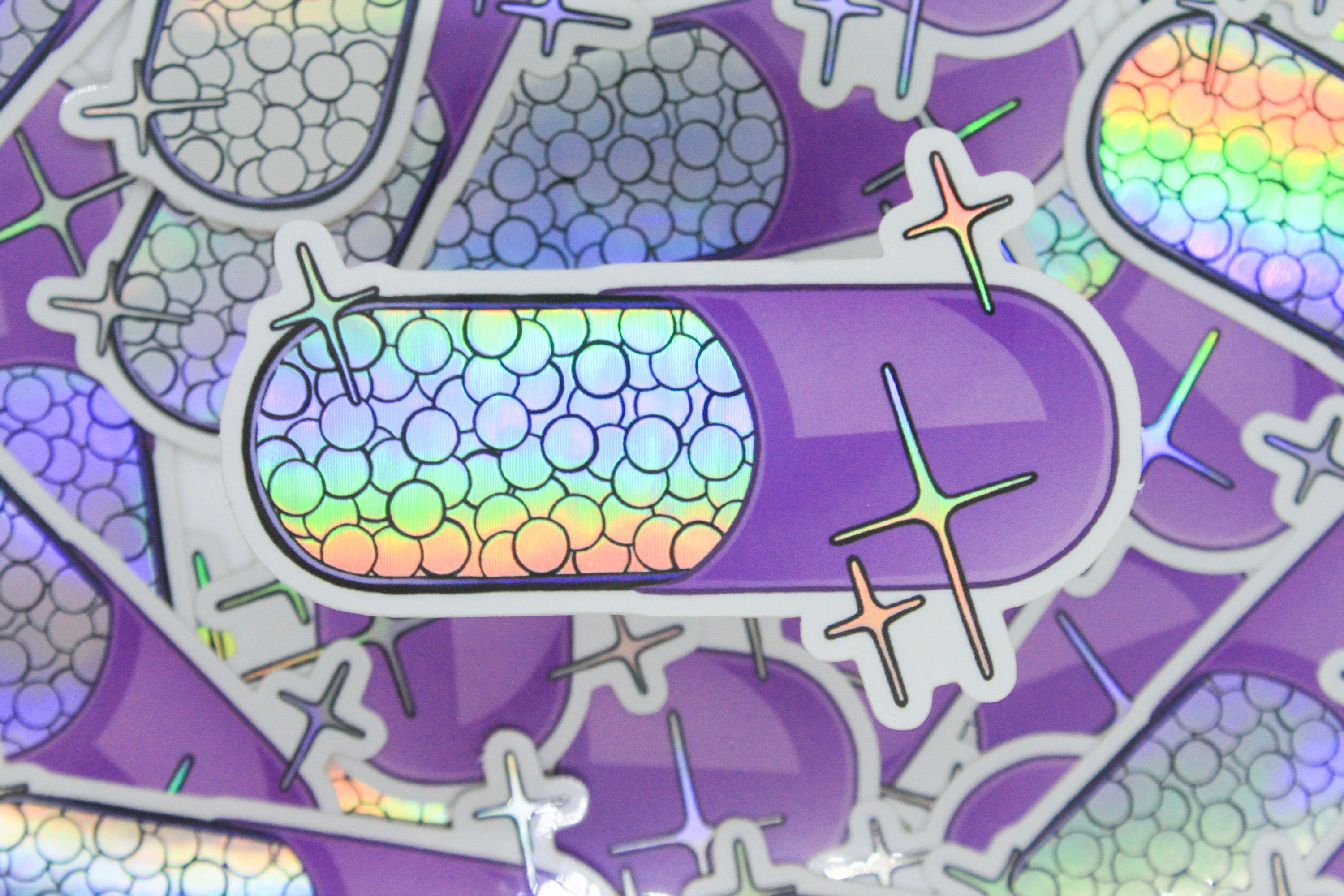 Holographic Pill Sticker Vinyl Sticker, Medication Acceptance ...