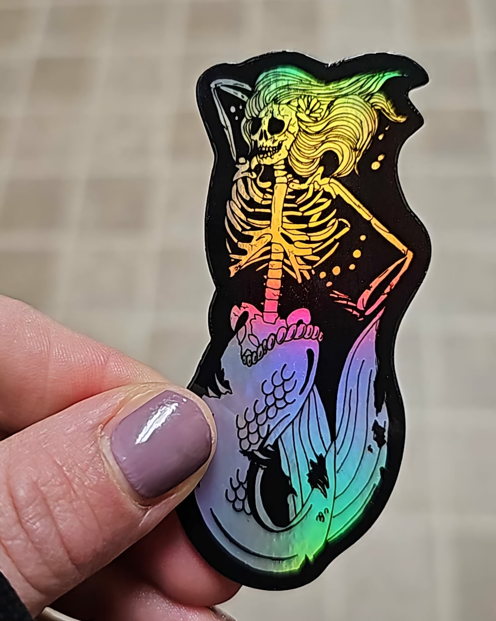 Skeleton Holographic Mermaid Sticker - Etsy