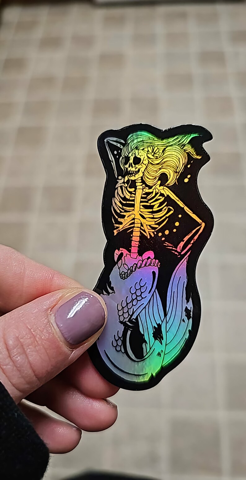 Skeleton Holographic Mermaid Sticker - Etsy