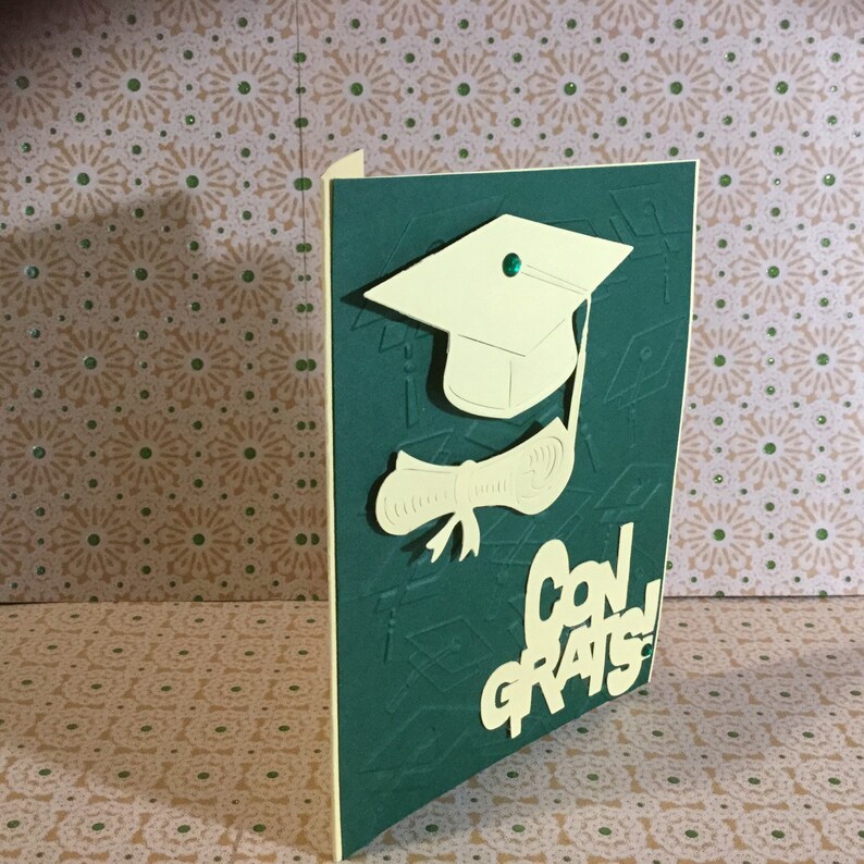 GRADUATION GREETING CARD Congrats-handmade-w/grad Cap and - Etsy