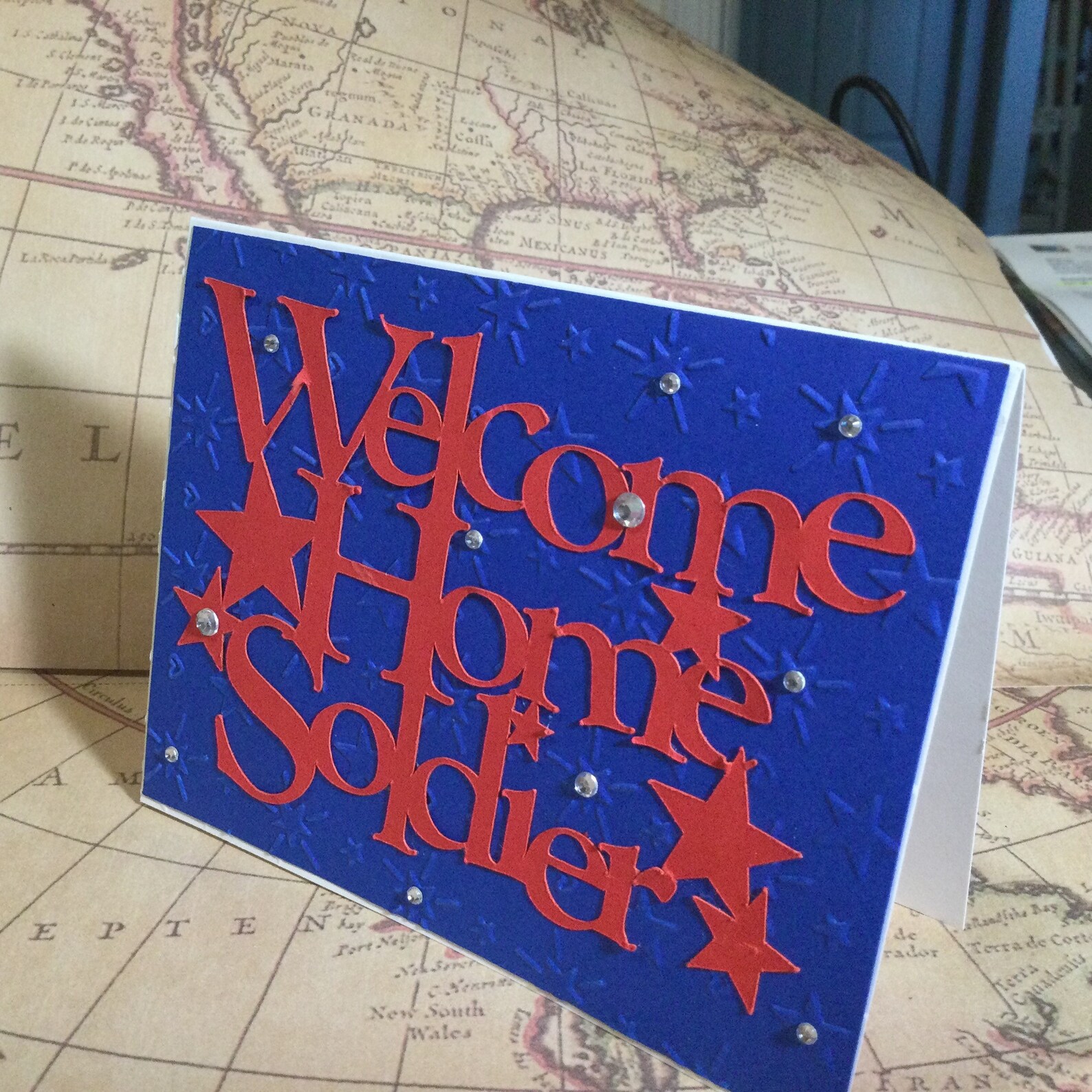 WELCOME HOME SOLDIER Greeting Card. Handmade W/red White and - Etsy