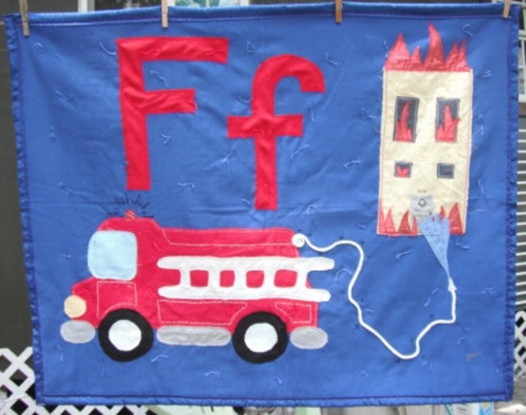 Fire Engine Baby Quilt - Appliqued Fireman Bedding (37.3x30.5) - Etsy