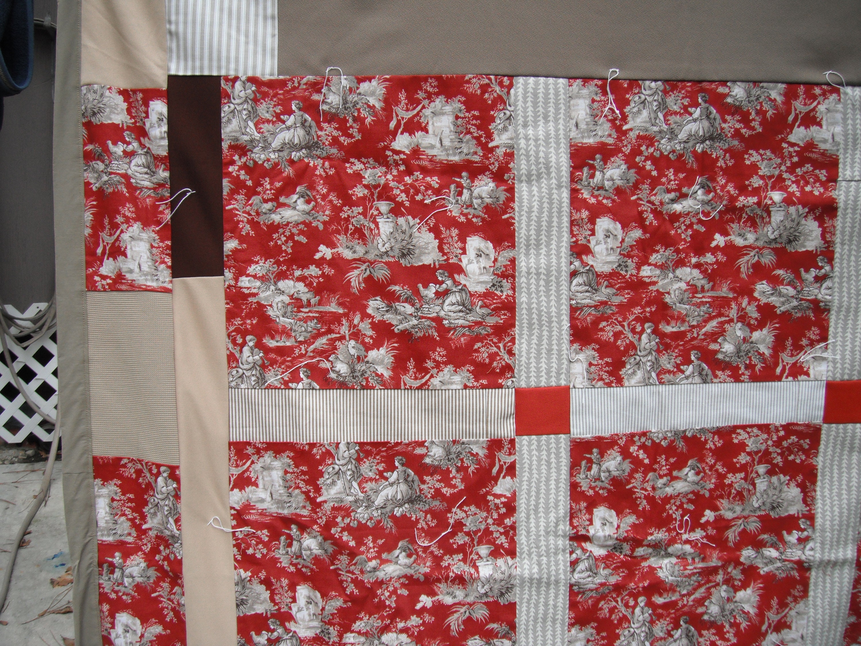 Toile Quilt/unique Bedding/patchwork Blanket/heavy Comforter/rustic ...