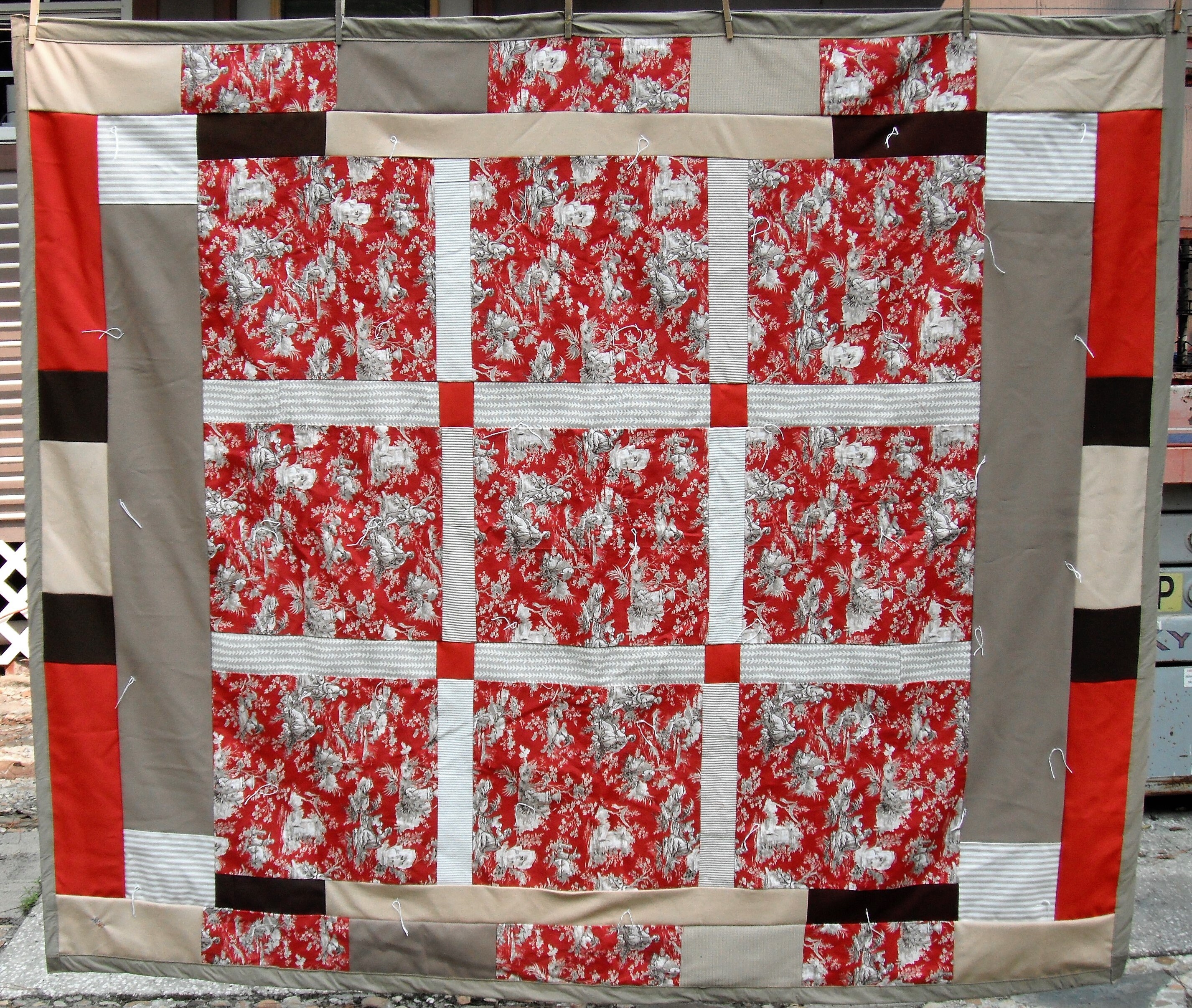 Toile Quilt/unique Bedding/patchwork Blanket/heavy Comforter/rustic ...