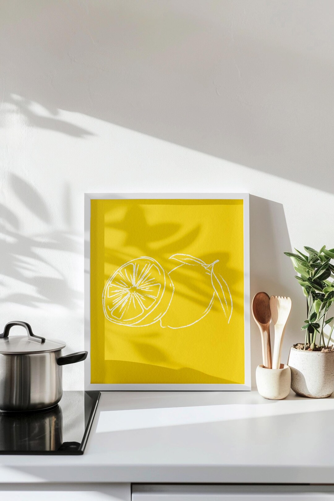 Lemon Sketch Illustration, Yellow Kitchen Artwork, Original Artsy Fruit ...