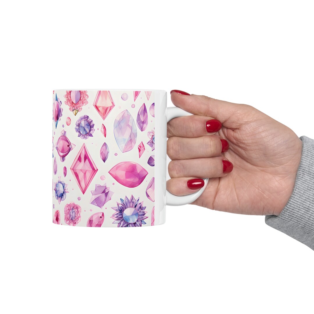 Watercolor Gemstones Mug | Princess Crystals Cup | Mystic Jewels Mug ...