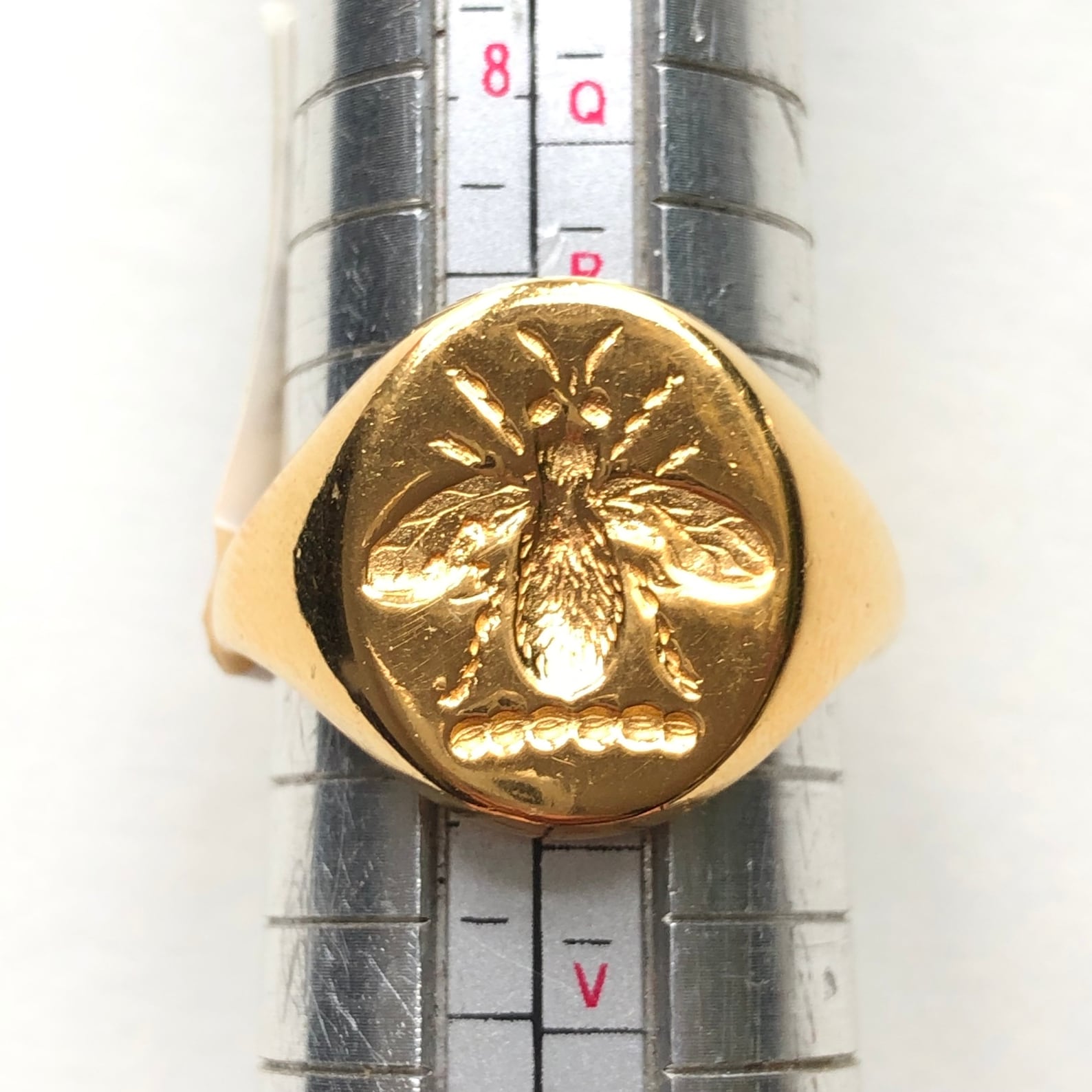 22k Gold Plated Bee Signet Ring, Seal Signet Ring, Bee Jewellery, Deep ...