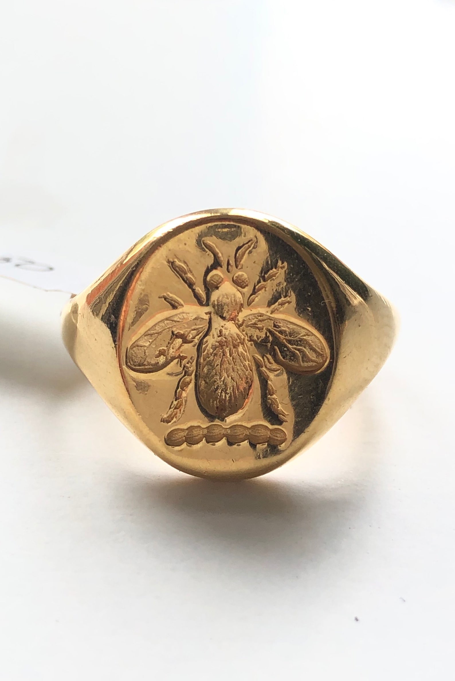 22k Gold Plated Bee Signet Ring, Seal Signet Ring, Bee Jewellery, Deep ...