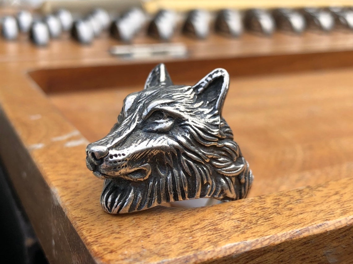 Sterling Silver Wolf Ring, Silver Wolf Ring, Animal Rings, Wolf Head ...