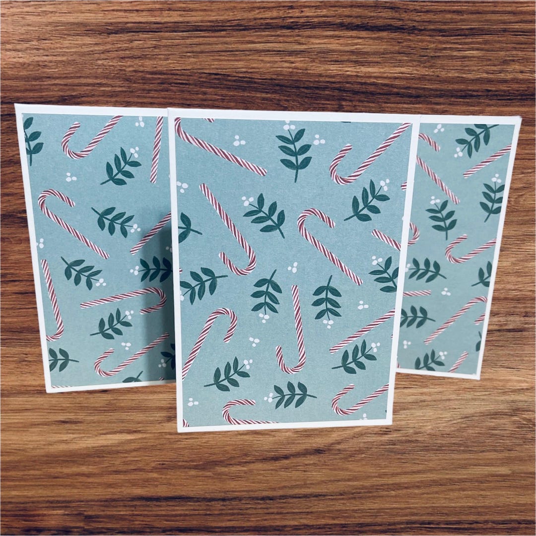 Candy Cane Cards, Christmas Note Cards, Blank Cards, Set of 4 - Etsy