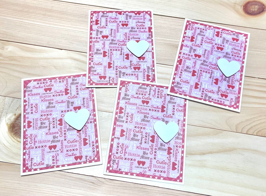 Valentines Day Cards, Set of 4, Blank Note Cards, Handmade Notecards ...