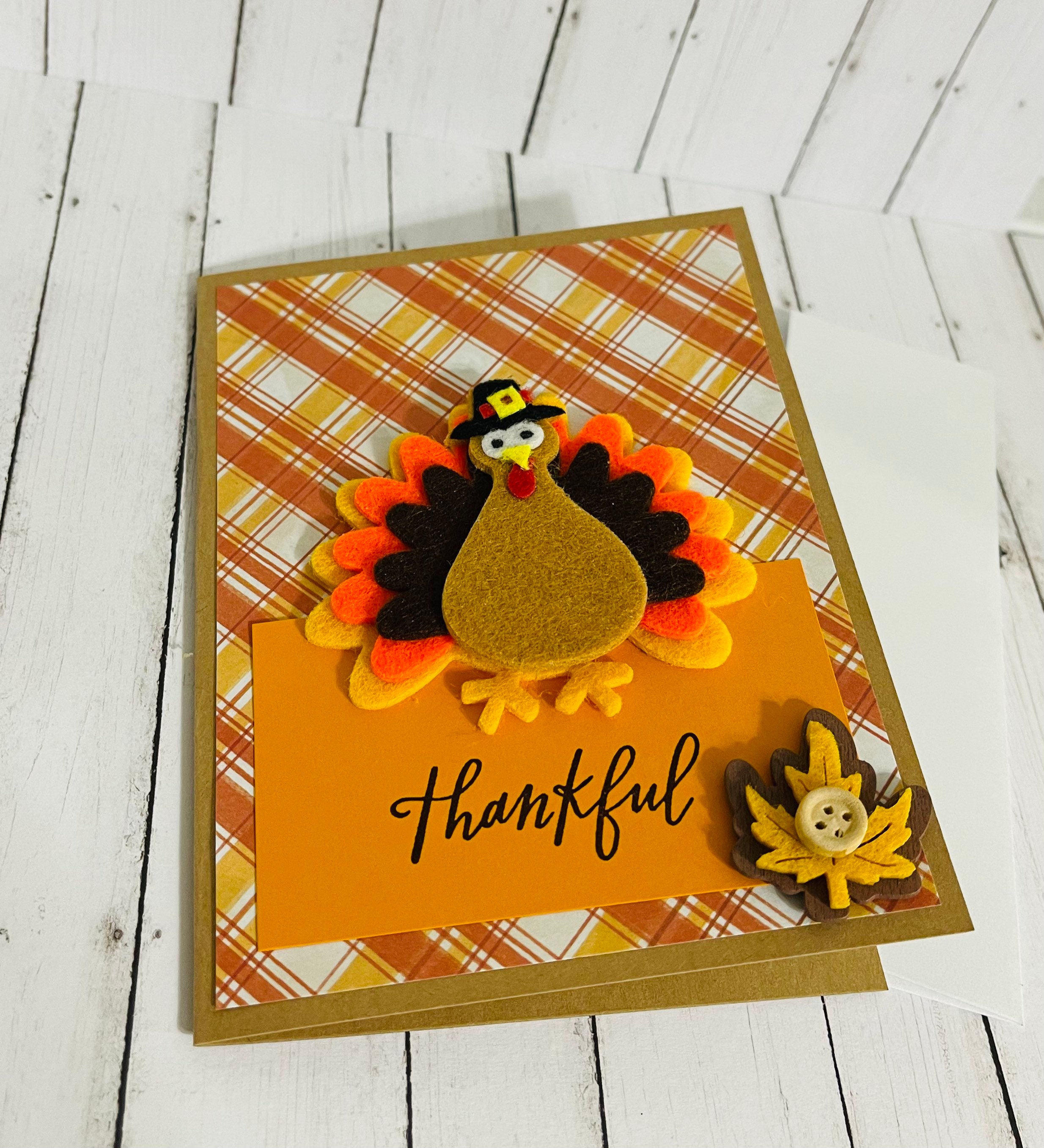 Thankful Card, Thanksgiving Card, Turkey Note, Ink Stamped Greeting ...