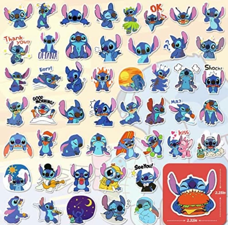 Stitch Sticker Pack Cartoon Stickers Cute Sticker Pack - Etsy