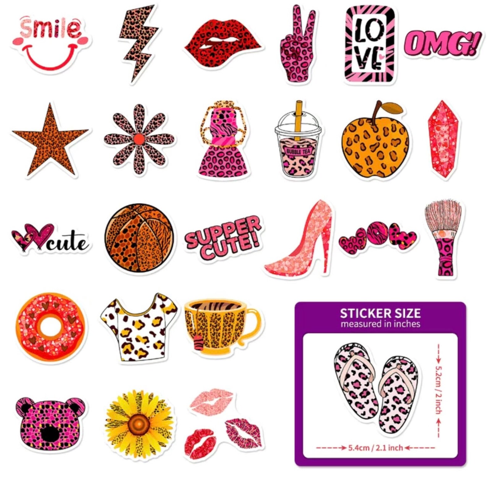 Pink Leopard Stickers, Funny, Cartoon, Aesthetics Decals Graffiti ...