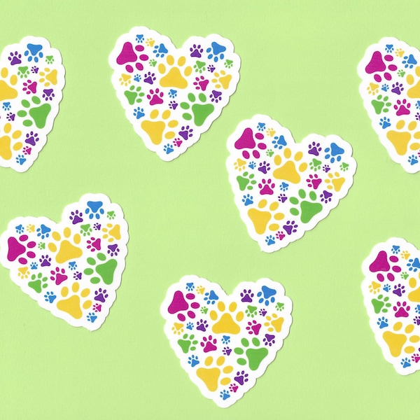 Paw With Heart Stickers - Etsy