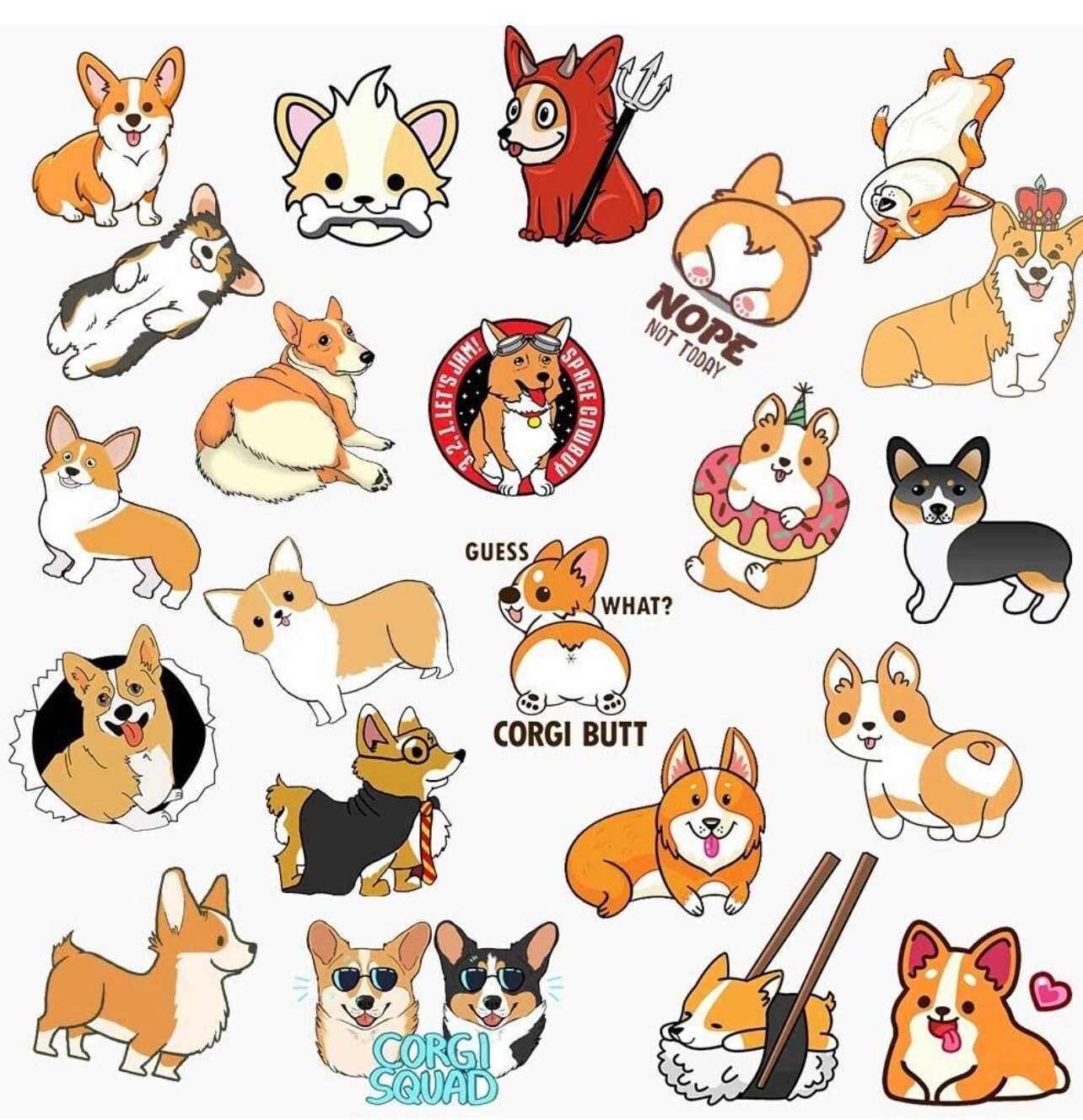 Corgi Dog Sticker Pack Random Stickers for Water Bottles | Etsy