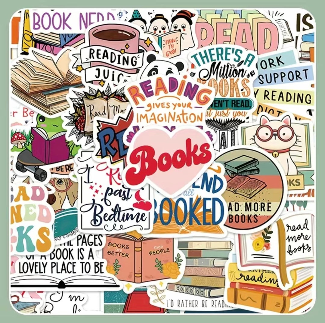 Reading Sticker Pack, Book Stickers for Water Bottles, Book Themed ...
