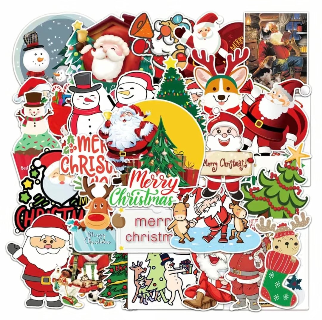 Festive Christmas Stickers, Holiday Stickers, Decal Christmas Theme ...