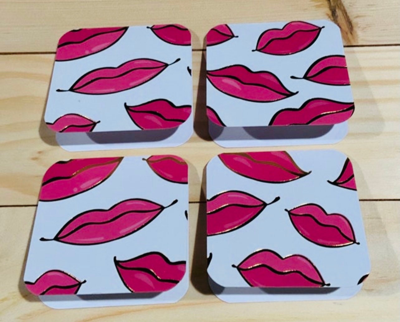 Pink Lips Cards. Fun Girls Card. Hot Pink. Pink Lipstick Card. - Etsy