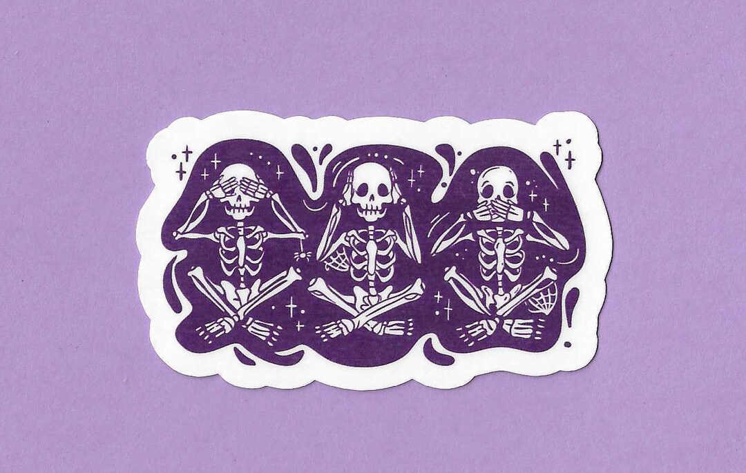 See Hear Speak No Evil Sticker, Skeletons Sticker, Laptop Sticker ...