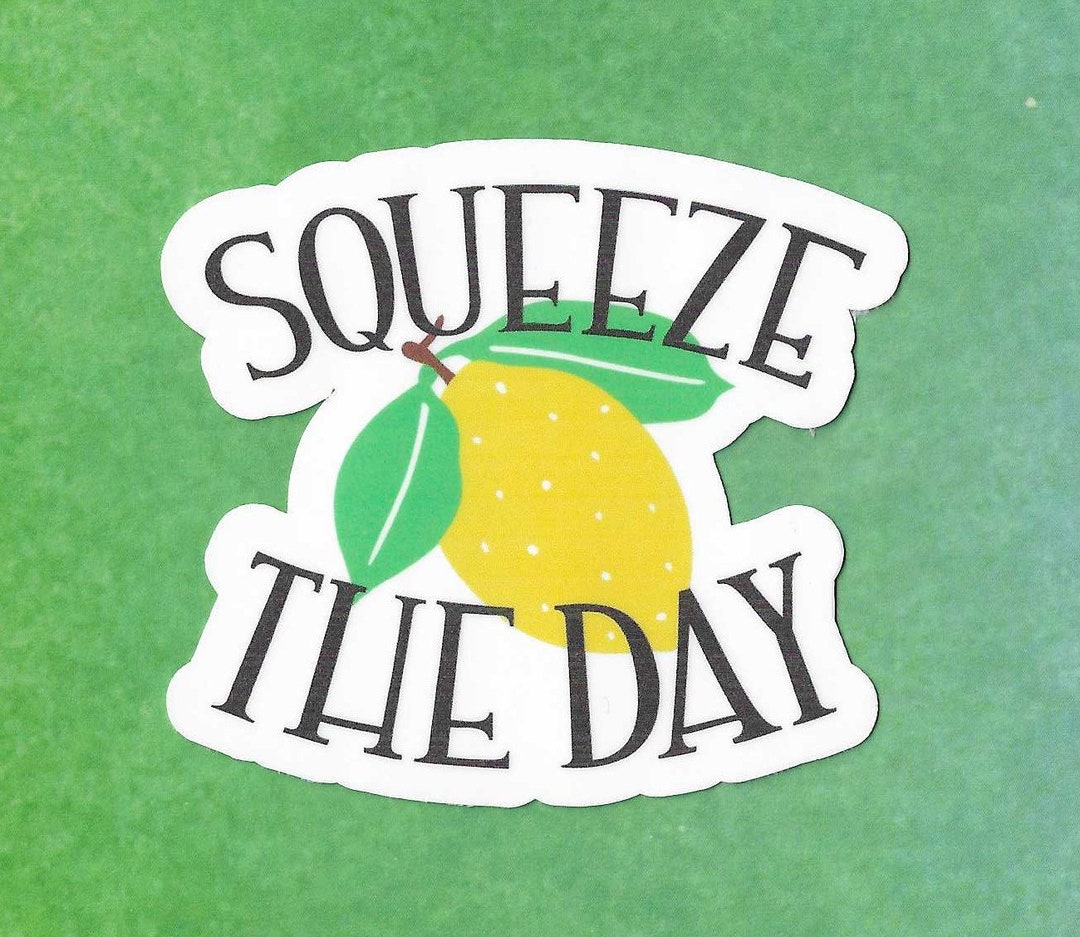 Squeeze the Day Sticker, Lemon Sticker, Decal Sticker, Water Bottle ...
