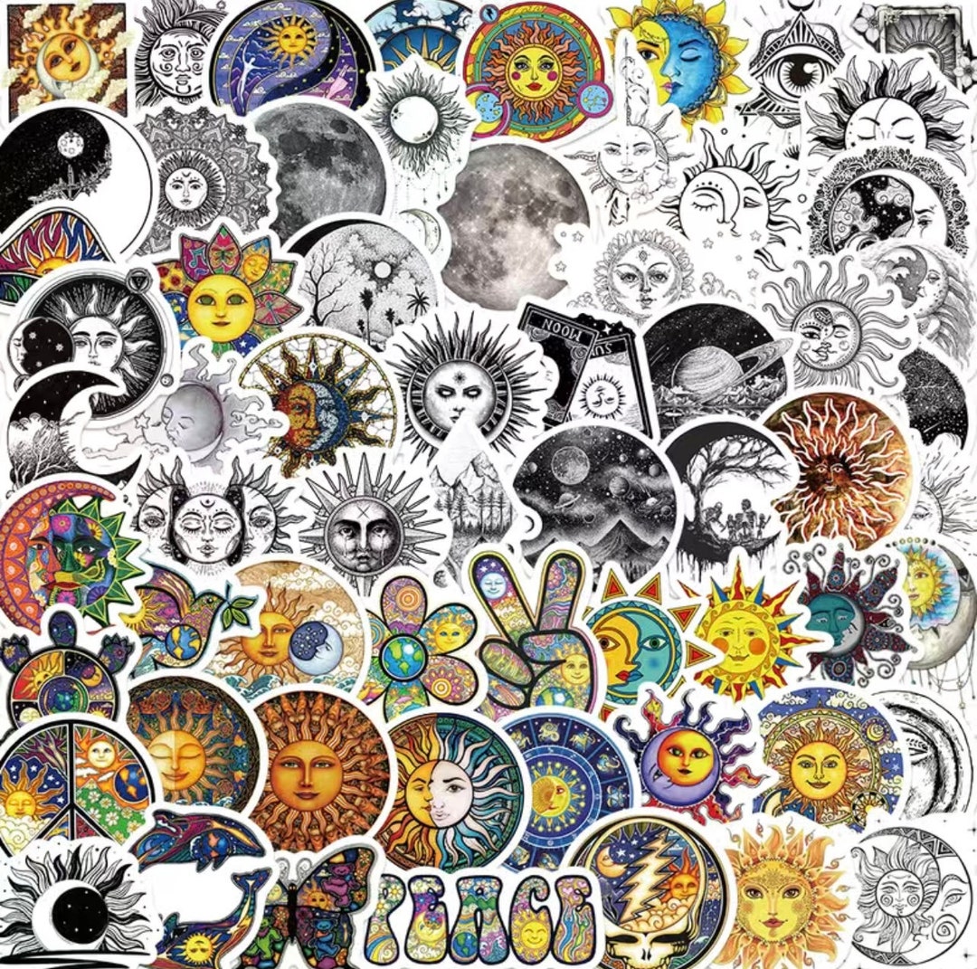 Moon Sun Sticker Pack, Gothic Stickers for Water Bottles, Aesthetic ...